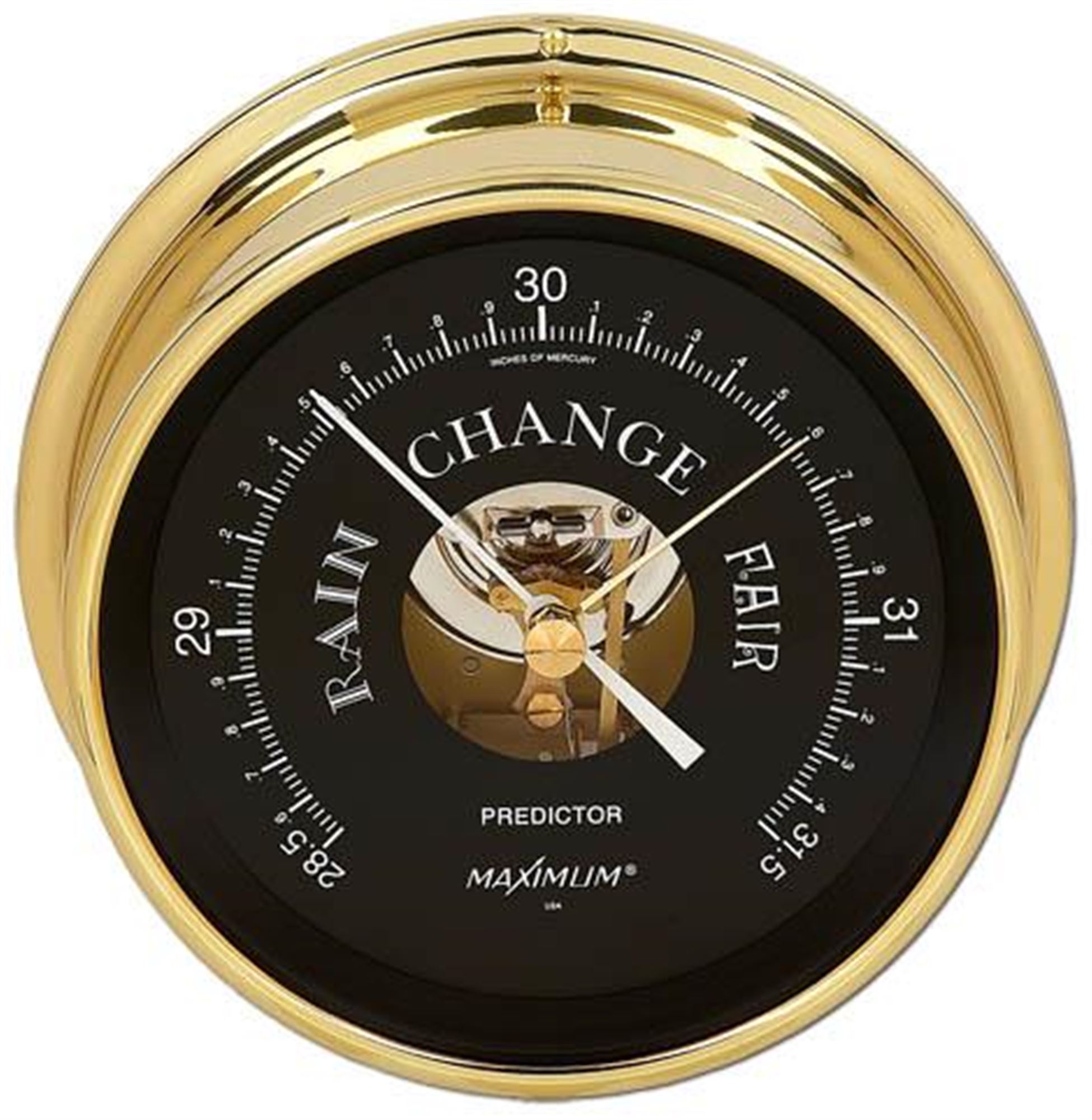 PROTEUS BAROMETER, BRASS CASE, BLACK DIAL | Abbeon